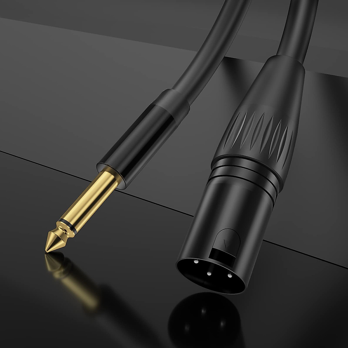 Yinker XLR Male to 1/4 Microphone Cable, 6.35mm TS to 3-PIN XLR Male Microphone Mic Mord Interconnect Cable - 5ft/1.5m 2pack