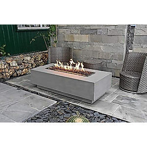 Elementi Granville Fire Table Cast Concrete Natural Gas Fire Table, Outdoor Fire Pit Fire Table/Patio Furniture, 45, BTU Auto-Ignition, Stainless Steel Burner, Lava Rock Included