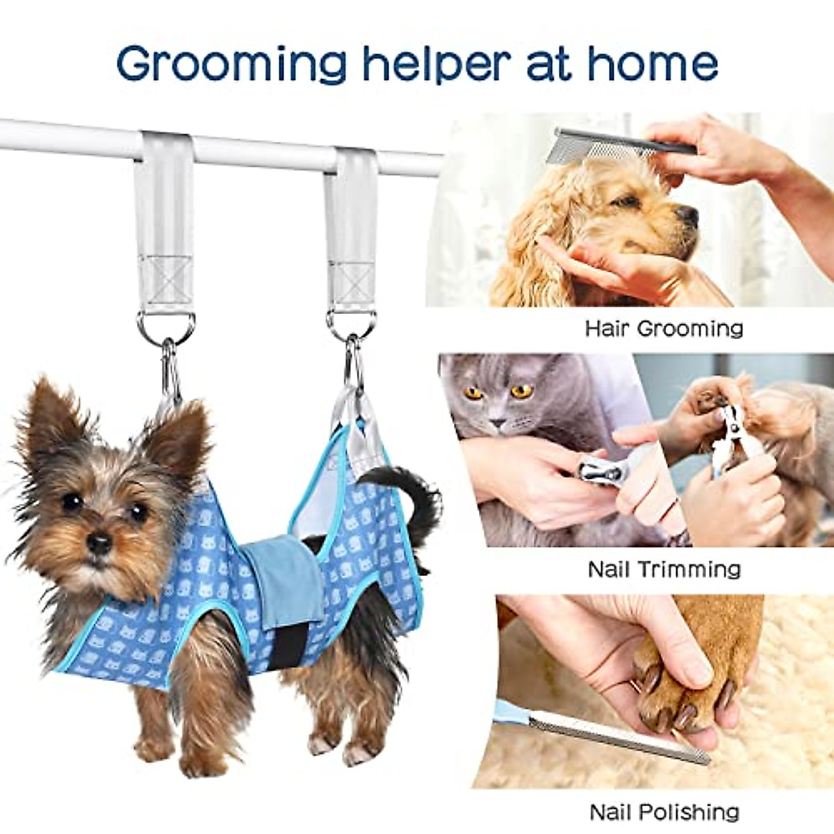 DoggyDobby Dog Grooming Hammock Harness, Pet Grooming Hammock for Cats & Dogs, Dog Sling for Nail Clipping/Trimming