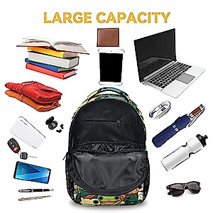 XaocNyx Frog School Backpack for Girls Boys, 16 Inch Colorful Backpacks for Kids Age 10-12, Novelty Lightweight Bookbag for Travel