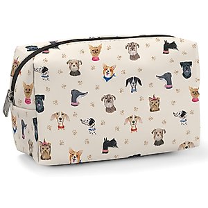 Cosmetic Bag for Makeup & Toiletries by Studio Oh! - Doggone Cute - Fully Lined, Spacious Size: 10" W x 4.25" H x 4.75" D Loaf Pouch with Full Zip Closure