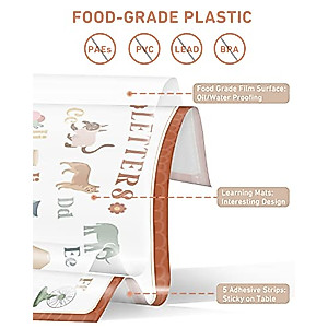 Babebay Disposable Placemats for Baby, 40 Pack Sticky Toddler Placemat for Restaurants, Dining Table, Party, Travel, 12" x 18" Placemats with 4 Designs, Fun and Learning Placemats for Kids