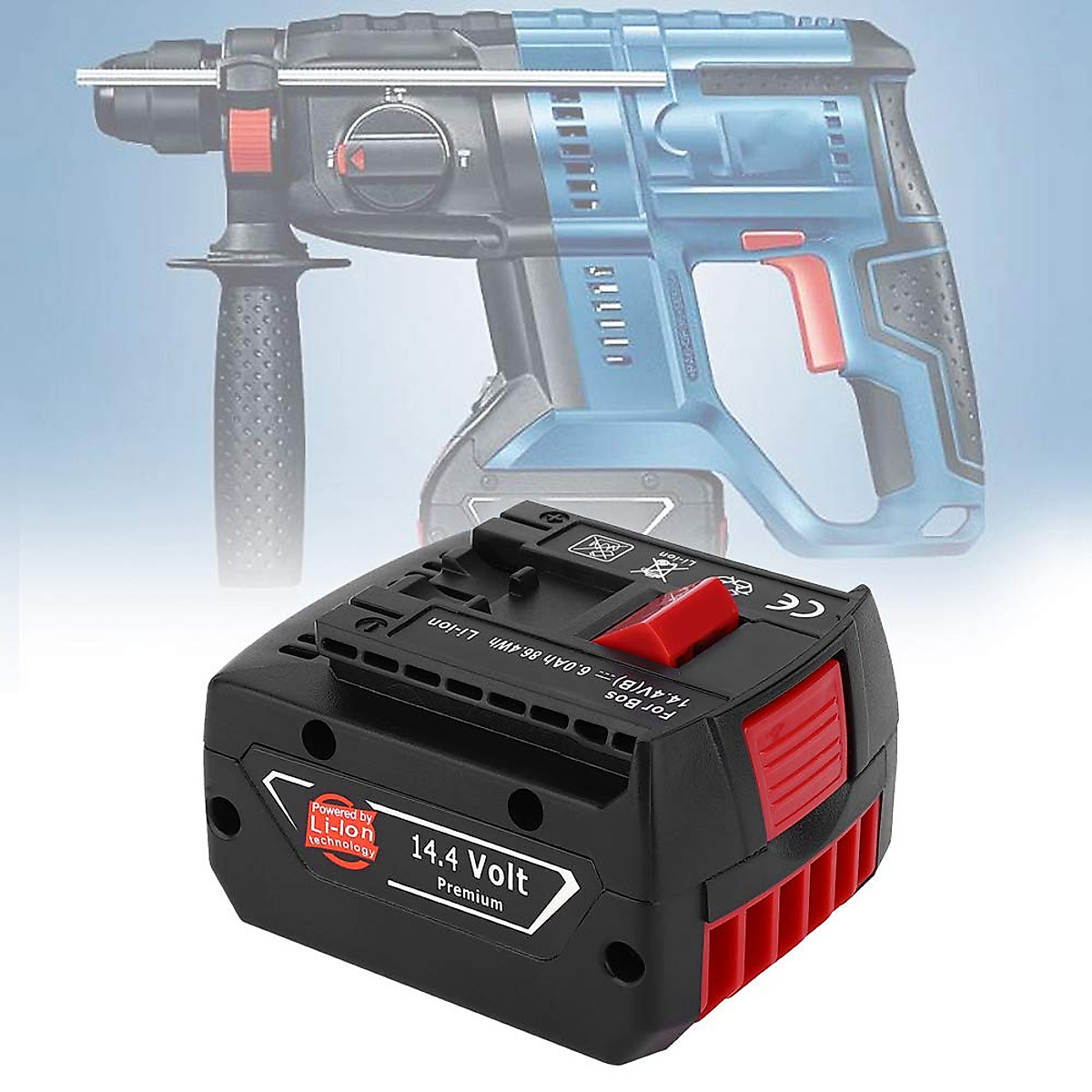 Wal front BAT607 Rechargeable Lithium Ion Ni-Cd Battery Replacement 14.4V for Bosch Cordless Power Tool Cordless Drill(6000mah)