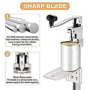 Commercial Can Opener Heavy Duty Manual Table Can Opener Industrial Manual Can Opener With Plated Steel Base for Restaurant Large Cans (Medium)