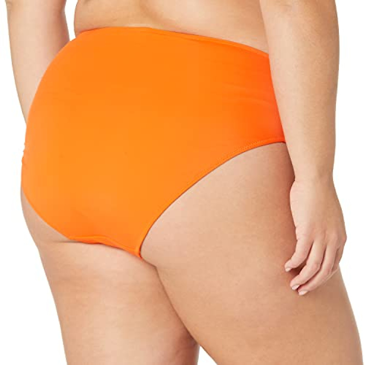 Amazon Essentials Women's High Waist High Leg Bikini Bottom, Orange, Large