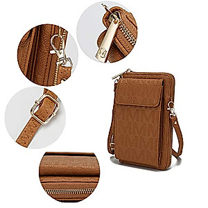 MKF Crossbody Cellphone Handbag for Women Wallet Purse – PU Leather Multi Pockets Clutch Bag, Wristlet Strap Mustard