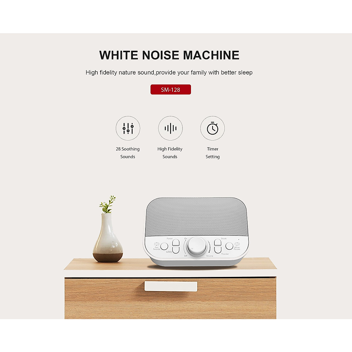 Riptunes White Noise Sound Machine w/ 28 Soothing Sounds, SM128 Enjoy Your Sleep with This Great Noise Machine