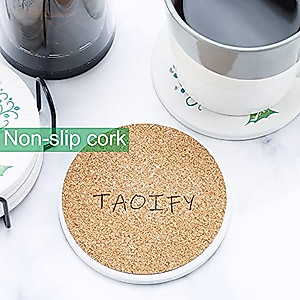 Ceramic Coaster TAOIFY Non-Slip and Absorbent Ceramic Cork Coaster with Tree of Life (one Iron Frame and six Coasters)