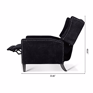Black Fabric Recliner Chair for Adults Accent Wingback Chair Mid-Century Modern Recliner Tufted Chairs Living Room Armchair for Bedrooms Reading Recliner 27" Wide