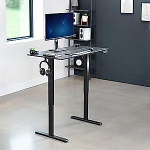 VIVO Electric Height Adjustable 44 x 24 inch Stand Up Desk, Standing Workstation with Memory Controller, Black Top, Black Frame, DESK-E144B