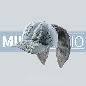 OMLAMP Y2k Hats New Jeans Bunny Ears Hat Kpop Outfits for Women Woman's Baseball Cap Hip-hop Beanies Grunge Girl Caps (Music Bunny,One Size)