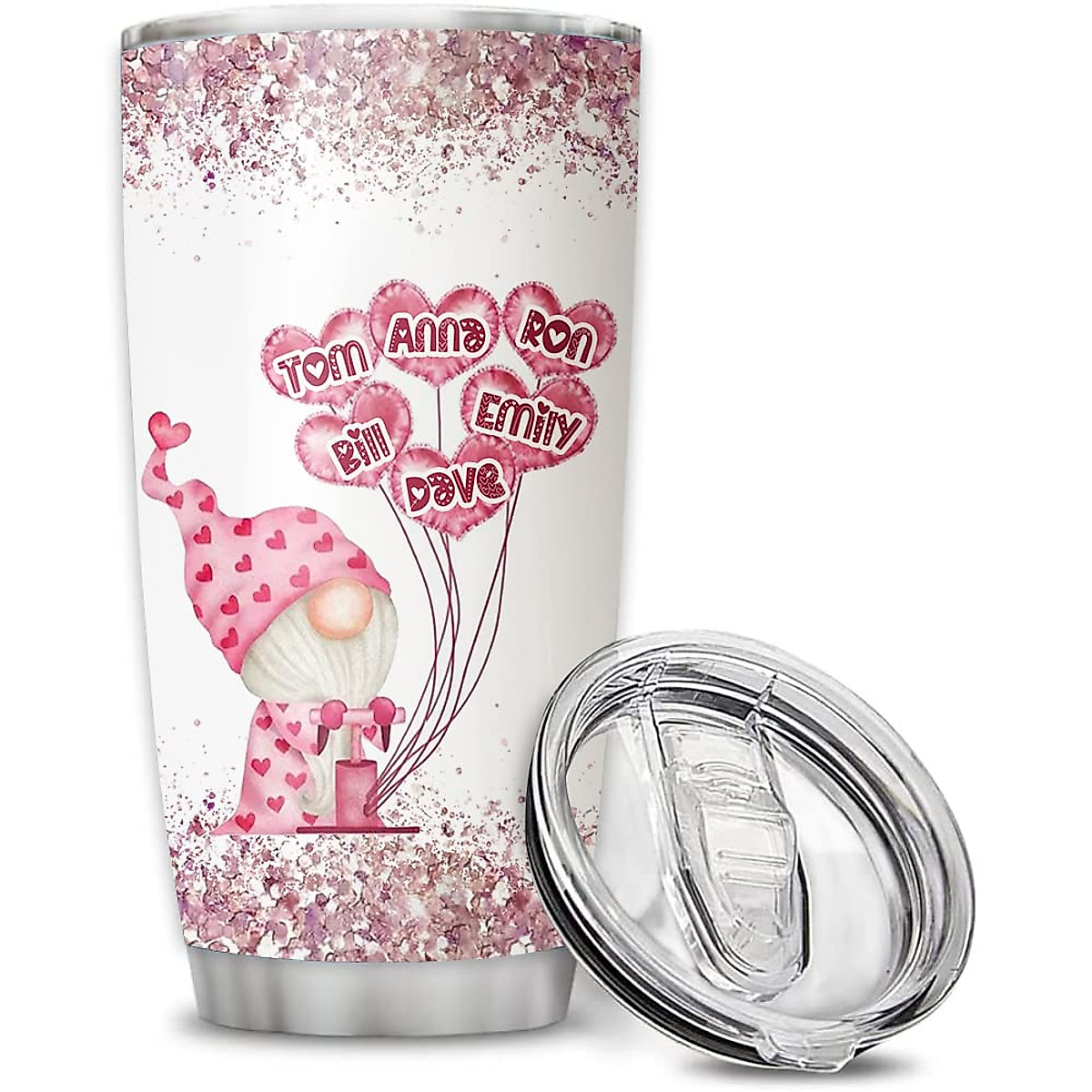 Custom Gnome I Love Being A Nana, Mimi, Grandma Personalized Tumbler Cup with Grandkids Names, Gift For Grandmother, Granny, Grammy Birthday Gifts 20oz Insulated Coffee/Tea Tumbler with Lid (Style 6)