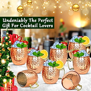 Moscow Mule Copper Mugs- Set of 8 Copper Plated Stainless Steel Mug 18oz, for Chilled Drinks (8 pcs)
