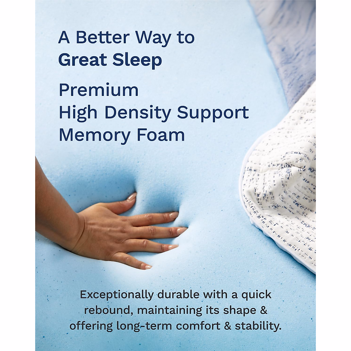 ViscoSoft 3 Inch Memory Foam Mattress Topper Short Queen - Select High Density Ventilated RV/Camper Mattress Pad - Premium Removable Rayon Cover