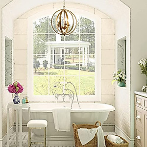 KSANA Gold Orb Chandelier Modern Globe 3 Light Fixture for Dining & Living Room, Bedroom, Foyer and Kitchen