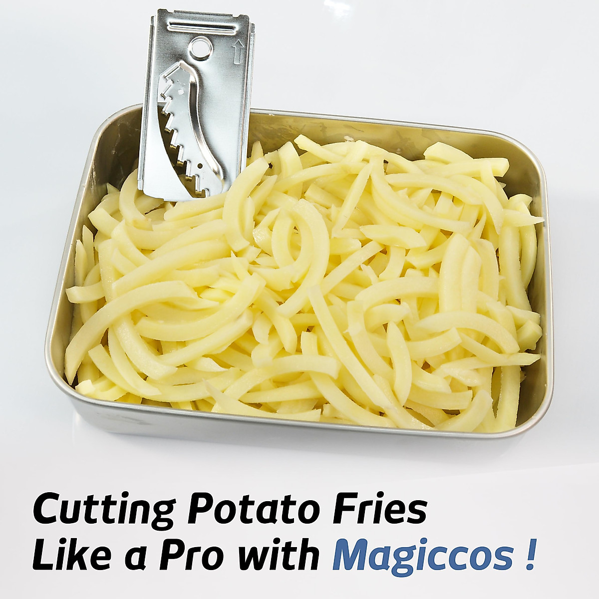 Magiccos 14-Cup French-Fry-Cutter Storage-Drawer Food-Processors - Large Feed Chute, Built-in Storage Drawer, Cheese Shredding, Meat Chopping, Shredding and Slicing, Mixing and Doughing, for Home Use