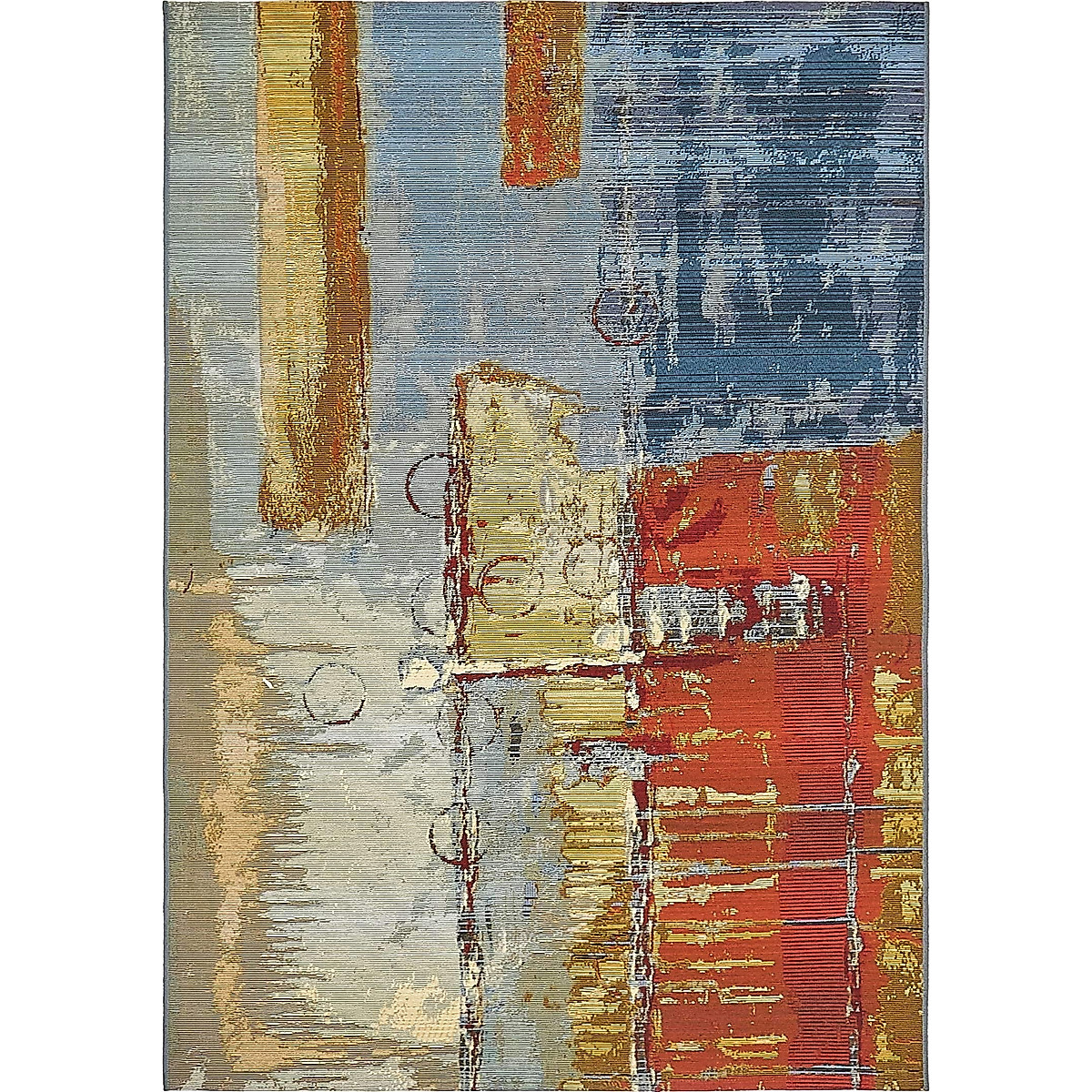 Unique Loom Outdoor Modern Collection Area Rug - Baja (4' 1" x 6' 1" Rectangle, Multi/ Beige)