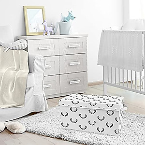Sweet Jojo Designs Woodland Deer Boy Small Fabric Toy Bin Storage Box Chest For Baby Nursery or Kids Room - Black and White Rustic Forest Animal for the Camouflage Camo Collection