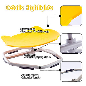 Ivrydas Autism Kids Swivel Chair, Spinning Chair for Kids Sensory, Kids Swivel Chair Sensory, Sensory Toy Chair, Carousel Spin Sensory Chair, Training Body Coordination (Yellow)