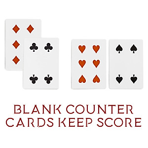 Brybelly Euchre Card Game - 2 Specialty Decks Pre-Stripped to 33 Cards for Classic American Euchre or 32 Card 6-Player Variant - Custom Bower Jacks Card Art and Blank Counter Cards Included