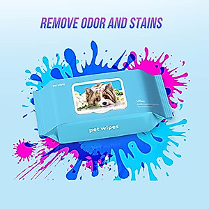 WHOMASS Pet Wipes for Dog and Cat，6" x 8“ Standard Cleans Ears,Face,Paws,Butt,Body and Eye-Multipurpose Grooming Wipes (100 Count)