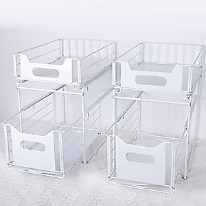 R RUIMEI 2 Set, 2-Tier Under Sink Organizer, Multipurpose Slide-Out Storage Container with Handle, Kitchen Organization and Storage, Bathroom Organization, Pantry Organization, White