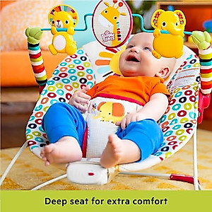 Bright Starts Portable Baby Bouncer Soothing Vibrations Infant Seat with Removable-Toy-Bar, 0-6 Months 6-20 lbs (Playful Pinwheels)