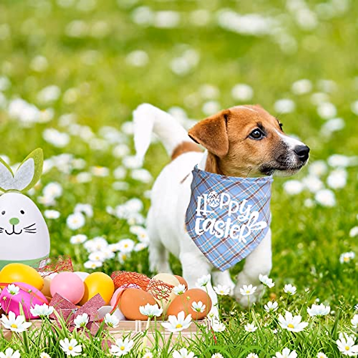 JOTFA 4 Pack Valentine's Day St. Partick's Day Easter Dog Bandanas, Holiday Plaid Dog Puppy Bandana Scarf Costume for Small Medium Large Dogs Pets