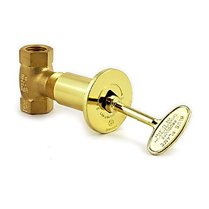 Blue Flame Straight 1/2" Polished Brass Flange Valve & 3" Gas Valve Key