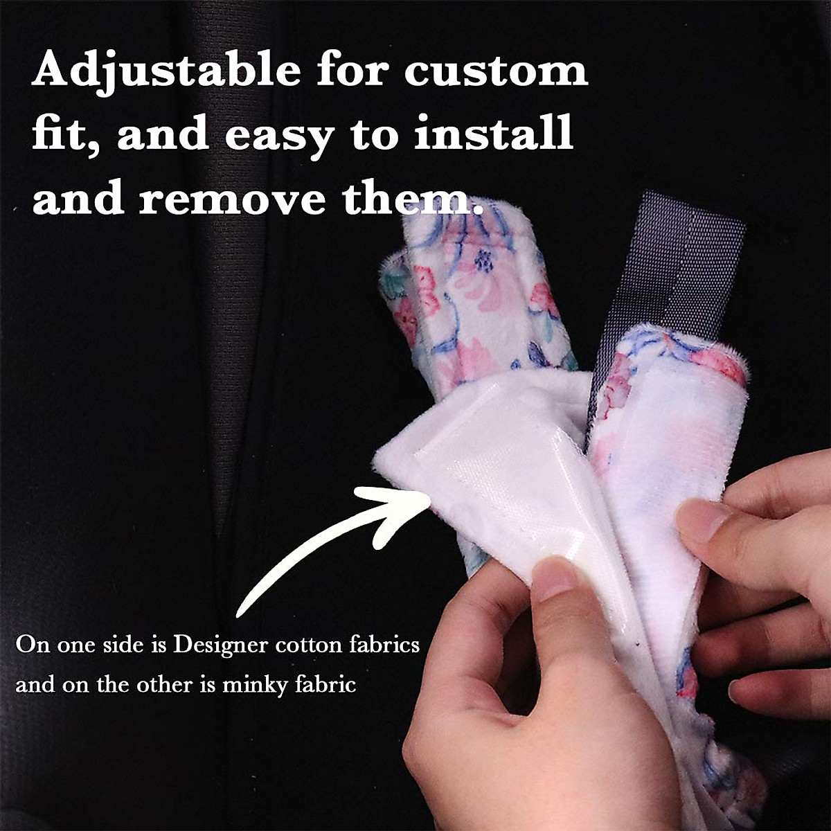 Baby Car Seat Belt Covers, Floral Stroller Seat Strap Covers, Car Seat Straps Shoulder Pads for Girls Boys, Mink Seat Belt Protectors for Car Seats/Pushchair, for Kids Newborn Infants Toddlers