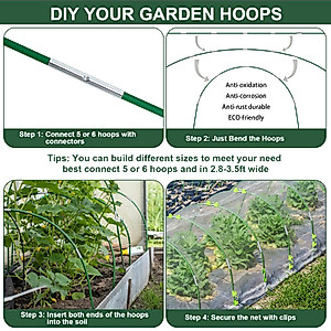 Aierden 72Pcs Garden Hoops for Raised Beds,12 Sets of 8FT Long Greenhouse Hoops Grow Tunnel, Fiberglass Support Hoops Frame for Netting, Plant Support Garden Stakes for Row Cover