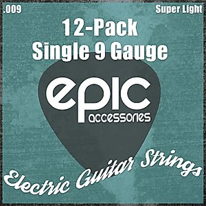 12-Pack .009 Gauge High E String Single Electric Guitar Strings Individually Wrapped 9 Gauge Pack of 12