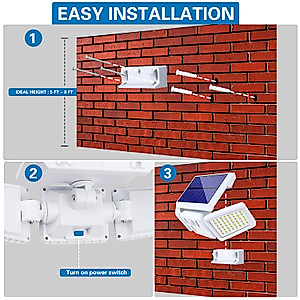 AmeriTop Solar Lights Outdoor -2 Pack, 800LM 128 LED 6500K Motion Sensor Lights Cordless ; 3 Adjustable Heads, 270° Wide Angle Illumination, IP65 Waterproof, Security LED Flood Light (Daylight)
