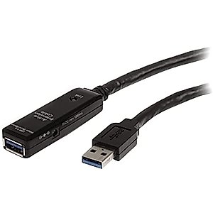 StarTech.com 32.8 ft Active USB 3.0 (5Gbps) Extension Cable with AC Power Adapter - Shielded - Male to Female USB 3.2 Gen1 Type A Extender, TAA (USB3AAEXT10M)
