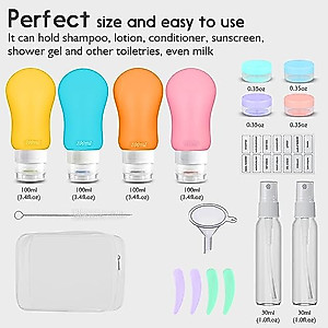 Moneybility 18 Pack 3.4oz Travel Bottles Set for Toiletries,TSA Approved Leak Proof Silicone Squeezable Containers for Toiletries,Conditioner, Shampoo, Lotion & Body Wash Accessories(Purple)