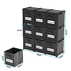 Tribesigns Cube Storage 9 Cube Organizer, Drawer Cubes Included, DIY Closet Storage Organizer Bins Storage Shelves System for Bedroom, Living Room, Playroom (Black)