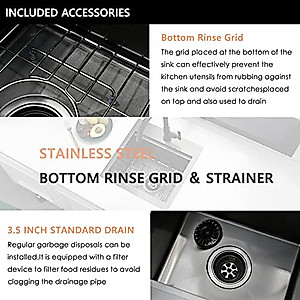 15 Inch Bar Sink Drop In Workstation - HACHENL 15x15 Inch Small Bar Prep Sink Drop in Topmount Kitchen Sink Black 16 Gauge Stainless Steel Single Bowl Outdoor or Bar Sink With Grid&Drain&Cutting Board