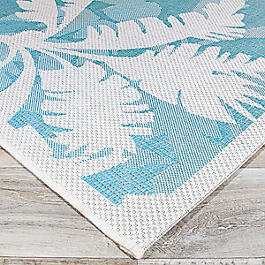 Couristan Monaco Coastal Floral Rug, 5'3" x 7'6", Ivory/Turquoise
