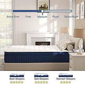 Queen Mattress, 12 Inch Queen Size Mattress in a Box,Ultimate Motion Isolation with Memory Foam and Pocket Spring, Edge Support, Medium Firm