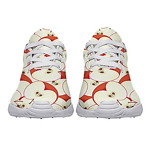 Apple Shoes Fruit Print Women Men Personalited Running Shoes Athletic Tennis Sneakers Gifts for Girl Boy White Size 6