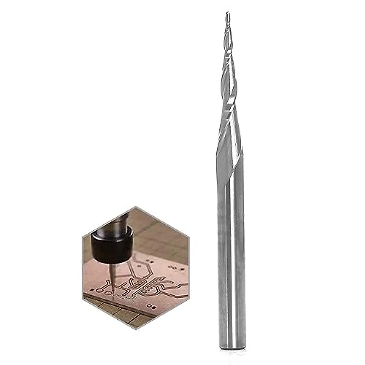 Tapered Angle Ball Nose Router Bits 1/4 Shank, Carving Carbide Spiral CNC Router Bit End Mills, 1mm Tip Dia( R 0.5mm ), 2D&3D Carving Bit for Wood Carving/ Engraving, by PROMSA