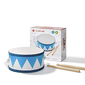 MUSICUBE Kids Drum Set 8-Inch Wooden Drum Toys with an Adjustable Strap and 2 Drumsticks Educational Baby Musical Toys Drum Sensory Musical Instrument Toys for Toddler Boys & Girls Gift Packing