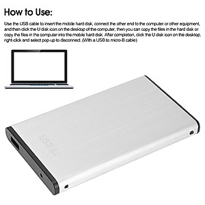 Dilwe YD0018 USB 3.0 HDD Portable Laptop Mobile Hard Drive, 2.5 Inch Silver Color Universal External Hard Drive for PC, 80G 2TB Mechanoco Hard Drive for Windows 7 8 10 Linux OS X 80G