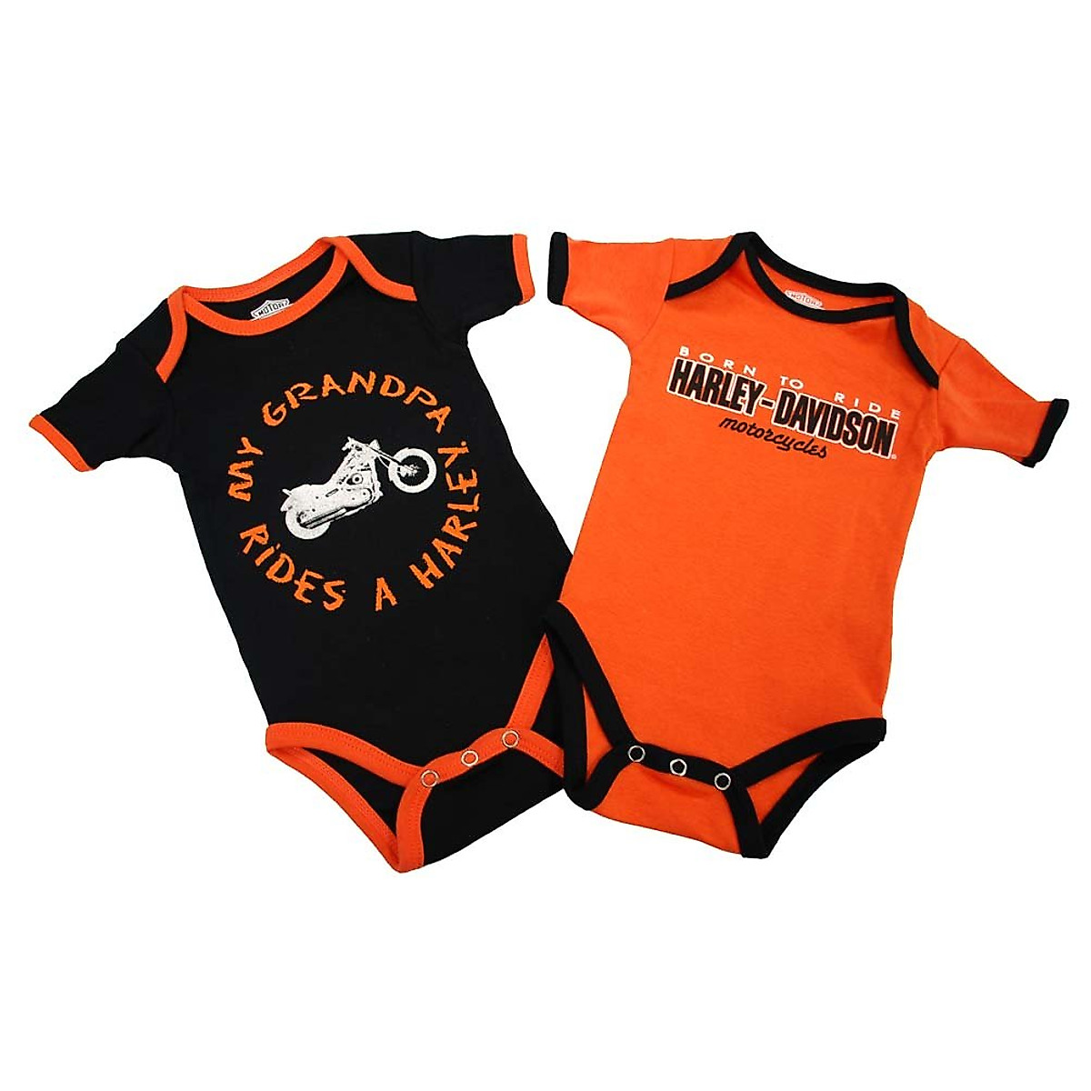 Harley-Davidson Baby Boys' Grandpa Rides A Harley Creeper 2-Pack 1153044 (3/6M) Orange