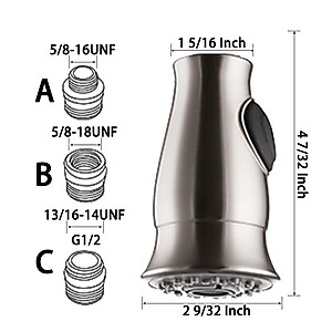 Faucet Spray Head Bathroom Kitchen Faucet Pull-Out Spray Nozzle Head Replacement Part Two Function, Anti Rust,Brushed Nickel,BN803