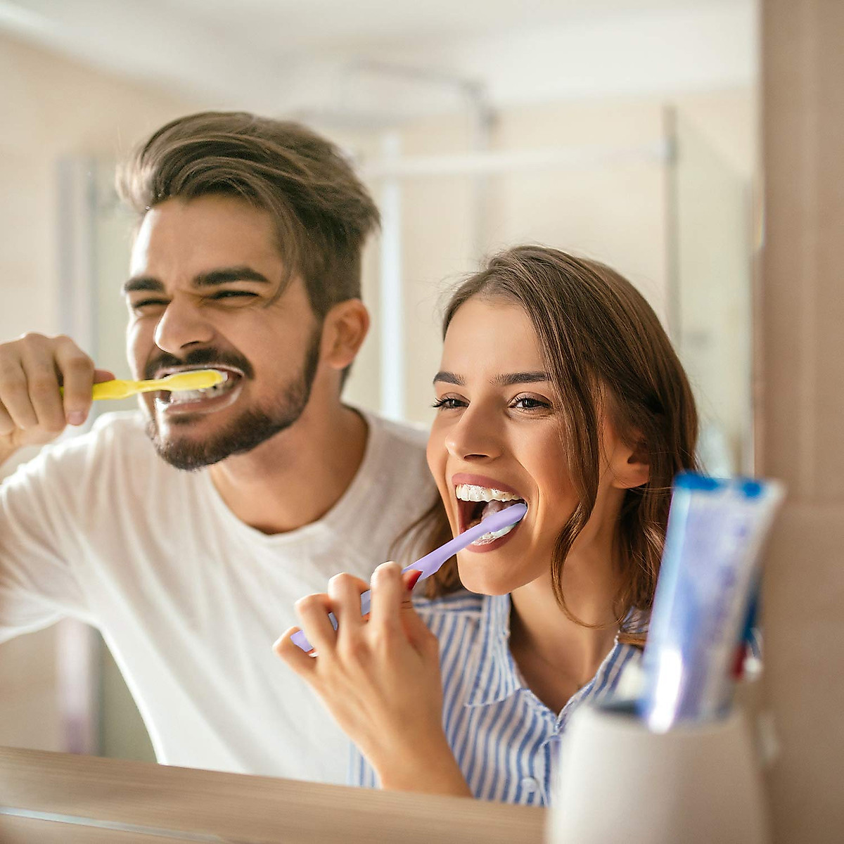 Dr.Golden Turtle Long Head Toothbrush 4-Pack Designed by Dentist | Easy Plaque Remover | Huge Toothbrush for Adults | Tooth Brushes Set | Toothbrush Medium Hard | Smokers Toothbrush for Clean Teeth