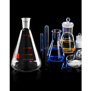 QWORK 250ml Glass Buchner Filtering Funnel and 1000 ml Erlenmeyer Flask, Thick Wall Flask with 24/40 Outer Joint