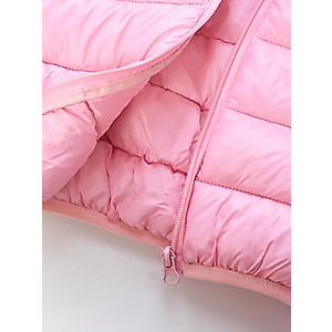 HILEELANG Toddler Baby Girl Winter Puffer Coat Hooded Light Weight Padded Cotton Outwear Jacket Coat Pink 18 M