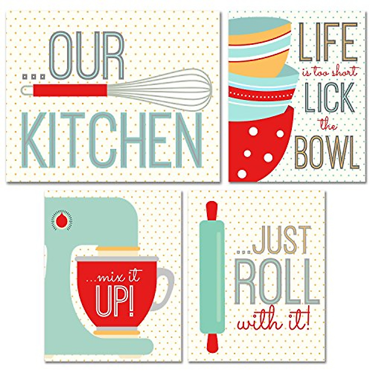 BigWig Photos Kitchen Wall Art Prints - Set of 4 (8 inches x 10 inches) Unframed Glossy Photographs