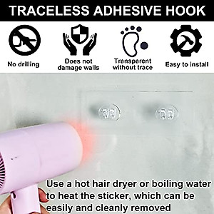 AccEncyc 2 Pack Shower Caddy Adhesive Replacement Heavy Duty Strong Sticky Hooks for Bathroom Shower Caddy Corner Shelf Clear - Double Hook